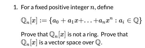 Solved 1 For A Fixed Positive Integer N Define