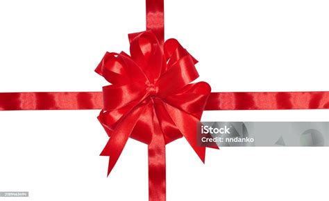 빨간 실크 리본 리본과 십자가 리본 고립 된 배경 선물 포장 0명에 대한 스톡 사진 및 기타 이미지 0명 공단 공휴일 Istock