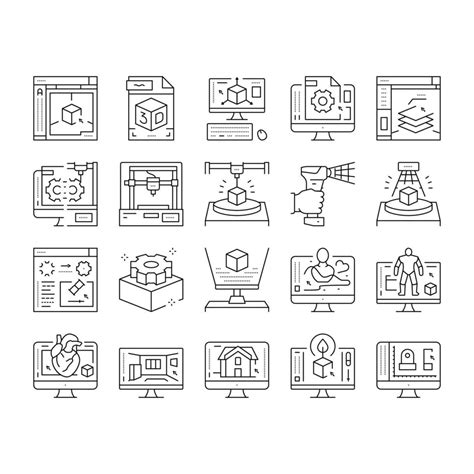 3d Modelling Software And Device Icons Set Vector 19524487 Vector Art At Vecteezy