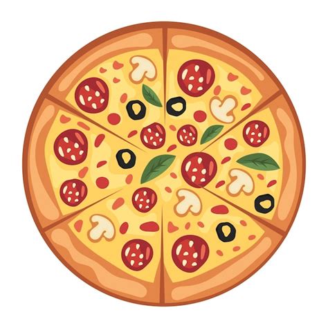 이탈리아 페퍼로니 피자 벡터 일러스트 레이 션 프리미엄 벡터