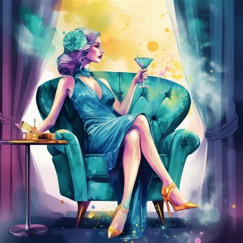 Современная женщина в кресле A Modern Woman In A Chair Иллюстрации Акварель Современные