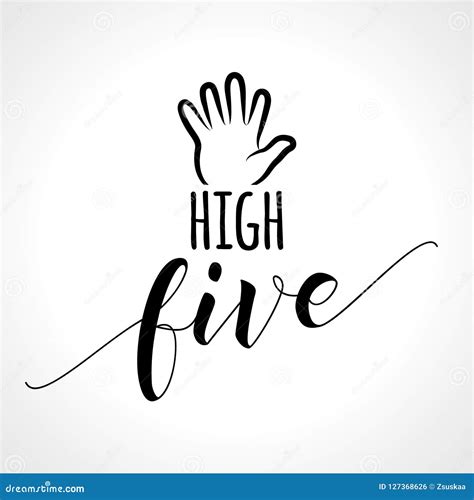 High Five Funny Inspirational Lettering Design Stock Vector