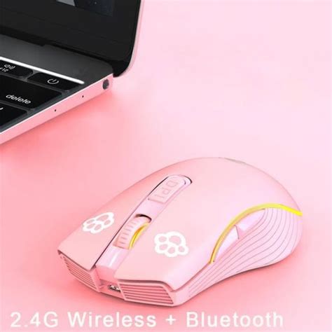 Souris Dual Mode Pink Souris Sans Fil Rechargeable Bluetooth Silencieuse Ergonomique