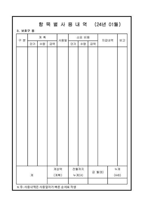 2024년 안전보건관리비 사용내역서 서식 공유 [엑셀 파일첨부]
