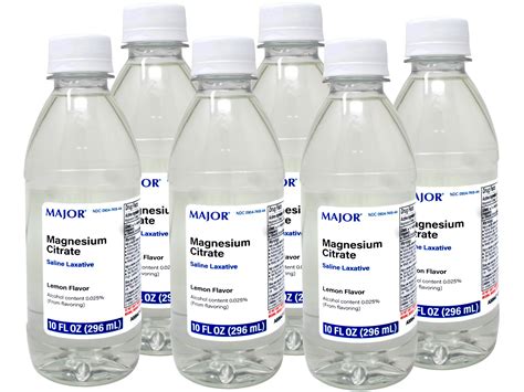 6 Pack Major Magnesium Citrate Saline Laxative Helps Relieve Occasional Constipation