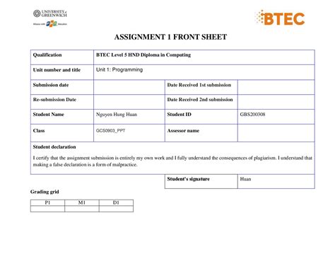 Assignment 1 Programming Docsity