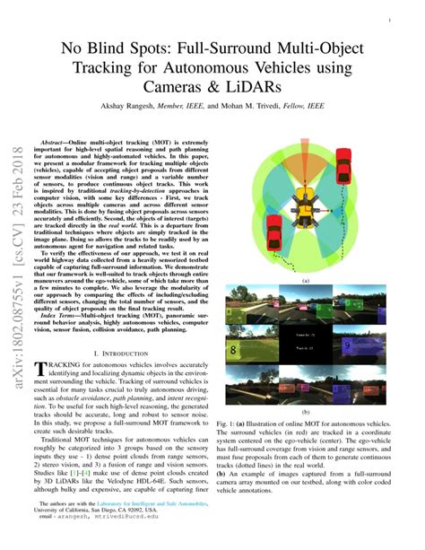 No Blind Spots Full Surround Multi Object Tracking For Autonomous Vehicles Using Cameras