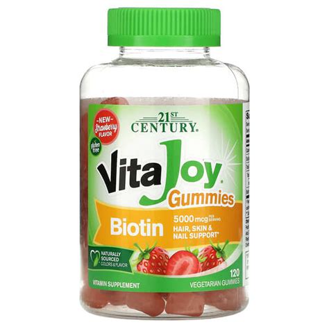 21st Century Vita조이 비오틴 구미젤리 딸기맛 5000mcg 식물성 구미젤리 120개구미젤리 1개당 2