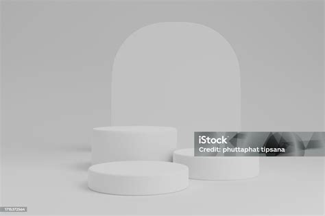 추상 기하학 실린더 모양 연단 또는 받침대 색상 연단 흰색 배경 모형 제품 화장품 쇼 마케팅 현재 단계 제품 디스플레이