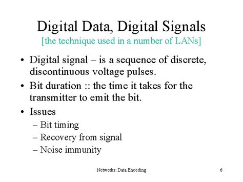Data Encoding Techniques Networks Data Encoding 1 Digital