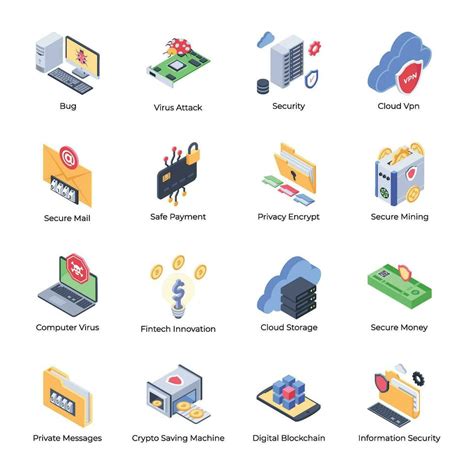 Cybersecurity And Encryption Isometric Icons 25466267 Vector Art At Vecteezy