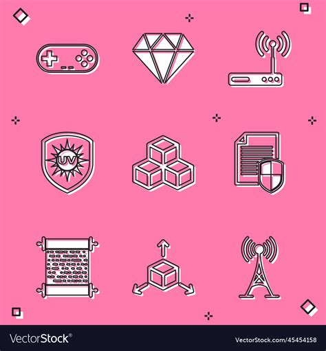 Set Gamepad Diamond Router And Wi Fi Uv Royalty Free Vector