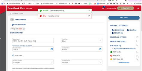 Error Message On Calendar Creationedits New Calendar Bugs Scouting Forums