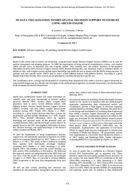 Pdf 3d Data Visualisation Within Spatial Decision Support Systems By Using Arcgis Engine