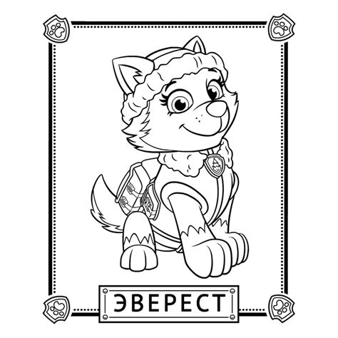 Раскраска Эверест Щенячий Патруль распечатать или раскрасить онлайн