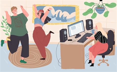 플랫 만화 캐릭터 친구 에 홈 파티 에 행복 한 분위기 벡터 일러스트 디자인에 대한 스톡 벡터 아트 및 기타 이미지 디자인 만화 벡터 Istock