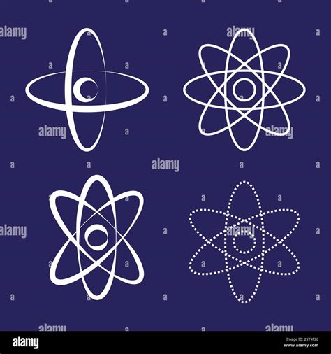 Atom Structure Icon Science Nuclear Symbol Molecule Orbit Design Dark Blue Background Stock