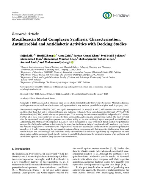 Pdf Moxifloxacin Metal Complexes Synthesis Characterisation Antimicrobial And Antidiabetic