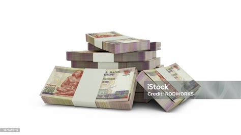 이집트 파운드 지폐 더미의 3d 렌더링 흰색 배경에 분리된 이집트 화폐 지폐 묶음 0명에 대한 스톡 사진 및 기타 이미지 0명 가나 경제 Istock