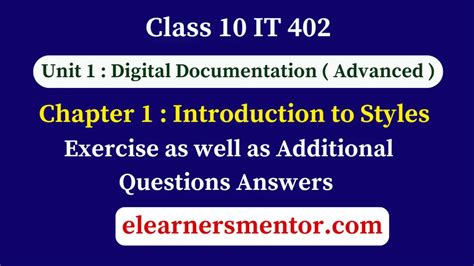 Class 10 It Chapter 1 Introduction To Styles Questions Answers Elearners Mentor
