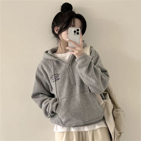 앤드모어 후리스보온성up아방핏 귀여움 가득 반집업 레터링 플리스 후드티 4color앤드모어 위시버킷