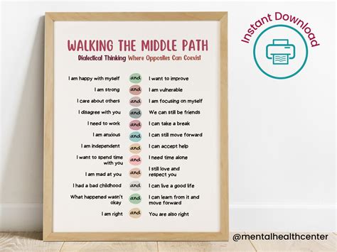 Walking The Middle Path Dialectics Poster Dbt Therapy Poster Dialectical Thinking Coping Skills