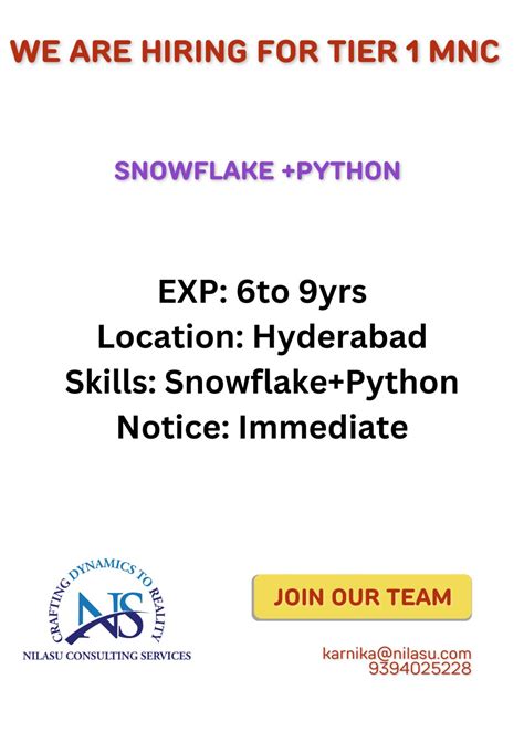 Karnika Bhattacharyya On Linkedin Immediatehiring Snowflakedeveloper Python Mnchiring