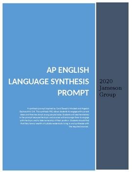 AP Lang Synthesis Prompt Mindset And Grit By Jameson Group TpT
