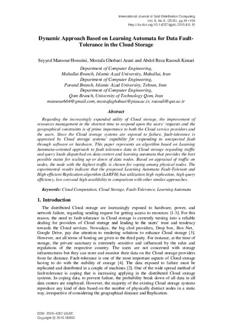 Pdf Dynamic Approach Based On Learning Automata For Data Fault