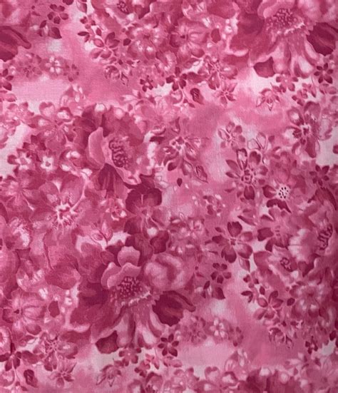 Pink Floral Cotton Fabric By The Yard 22306 Etsy