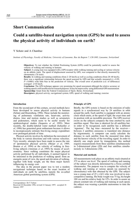 Pdf Could A Satellite Based Navigation System Gps Be Used To Assess The Physical Activity Of