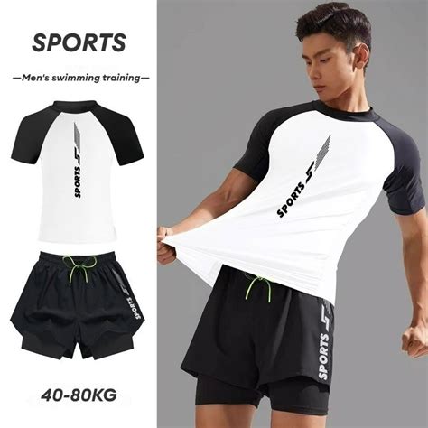 Mens Swimsuit Plus Size Sun Protection Split Two Piece Beach Vacation