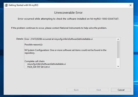 Solved Error 2147220286 Getting Started With Myrio Ni Community