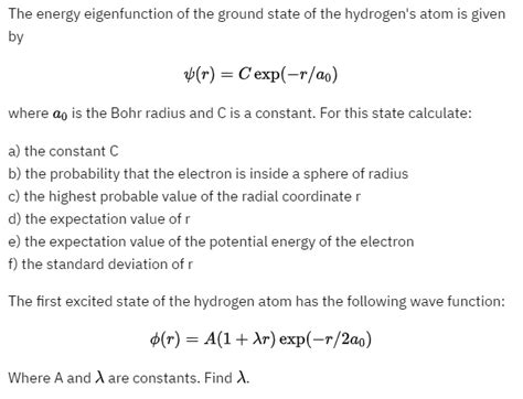 solved the energy eigenfunction of the ground state of the hydrogen