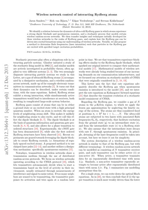 Pdf Wireless Network Control Of Interacting Rydberg Atoms