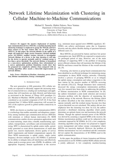 Pdf Network Lifetime Maximization With Clustering In Cellular Machine To Machine Communications