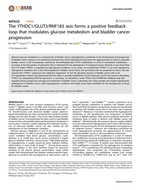 Pdf The Ythdc1glut3rnf183 Axis Forms A Positive Feedback Loop That