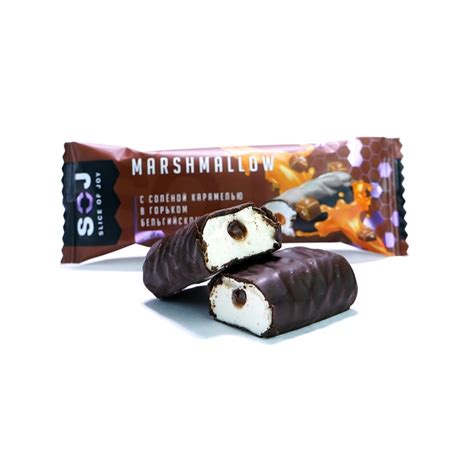 Батончик Soj Marshmallow с соленой карамелью в горьком Бельгийском шоколаде отзывы