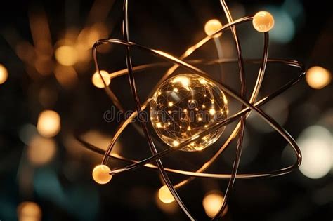 Electrons Orbiting Around Nucleus In Atom Structure Model Stock Image Image Of Network