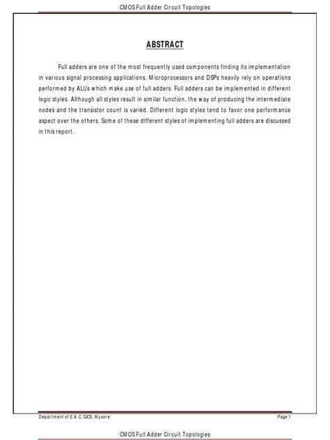 Cmos Full Adder Circuit Topologies Pdf Logic Gate Cmos
