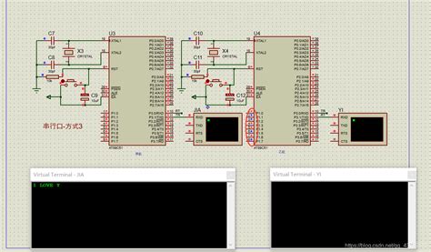 51单片机proteus仿真keil工程 实验5 单片机串行口中断实验采用方式1进行双机通信甲、乙单片机双方均采用110592mhz