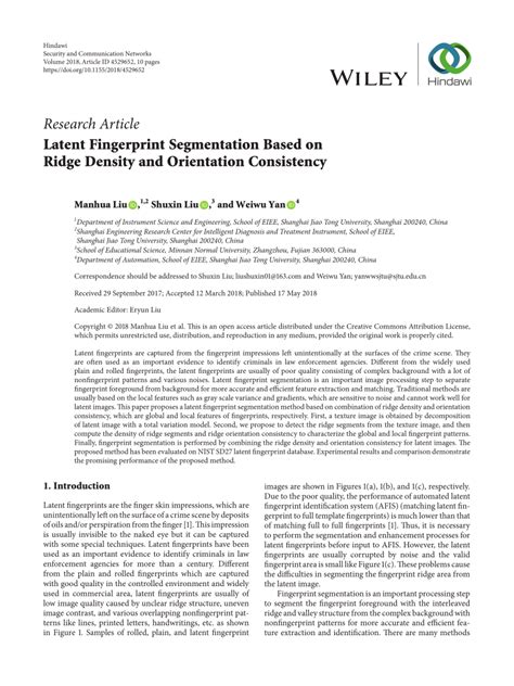 Pdf Latent Fingerprint Segmentation Based On Ridge Density And Orientation Consistency