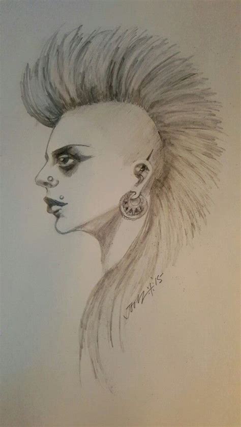 Sketch For A Painting Mohawk Pencil On Paper Artwork Punk Goth Drawings
