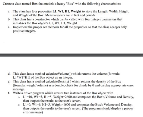 Create A Class Named Box That Models A Heavy Box