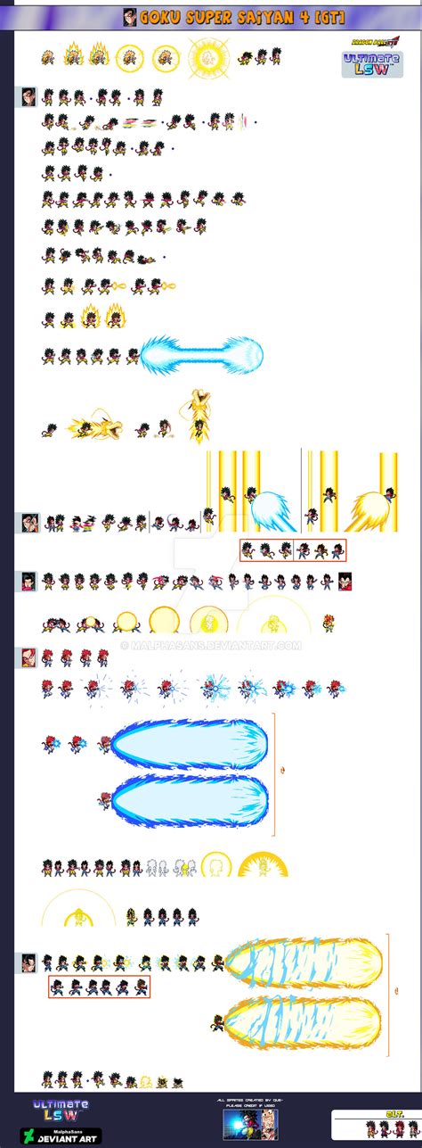 Goku Gt Super Saiyan 4 Ulsw Sprite Sheet By Malphasans On Deviantart