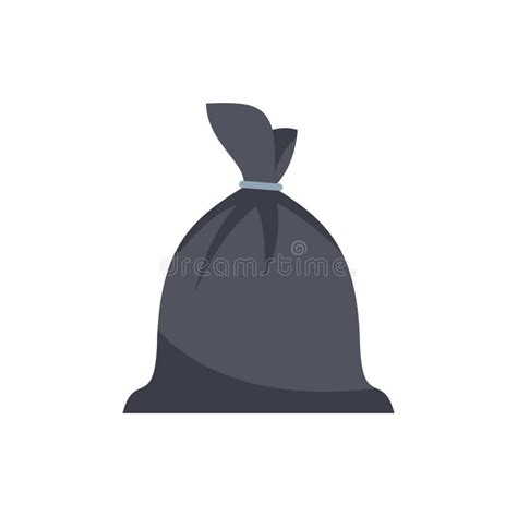 Black Garbage Bag Tied With Blue String Lying On White Background Stock Vector Illustration Of