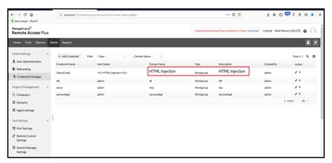 Html Injection Vulnerability In Manage Engine Remote Access Plus
