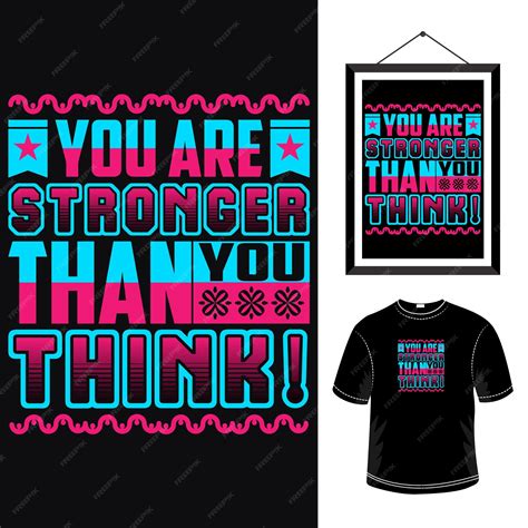 당신은 동기 부여 타이포그래피 티셔츠 디자인 긍정적인 인용문 디자인 생각보다 강합니다 프리미엄 벡터