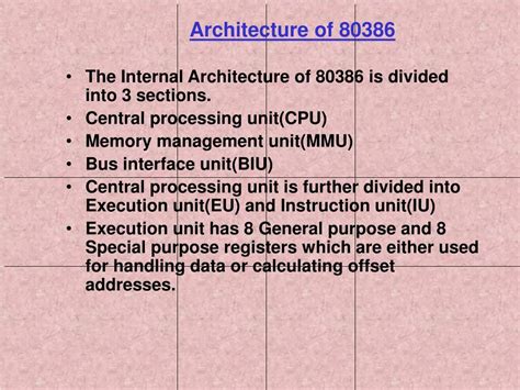 Ppt Features Of 80386 Two Versions Of 80386 Are Commonly Available 1 80386dx Powerpoint