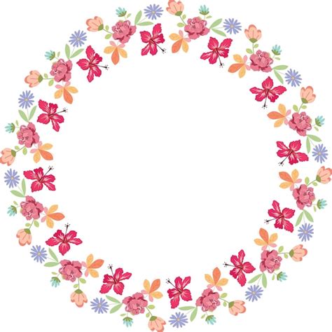 장식 꽃 프레임 디자인 요소 디지털 그림 프리미엄 벡터